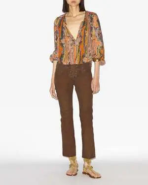 Isabel Marant Vanel Laced Denim Pants - Brown