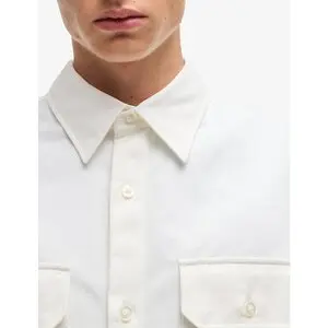 Hugo Spread-collar Brand-patch Cotton Shirt