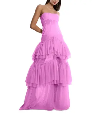 Bcbgmaxazria Strapless Corset Gown - Pink