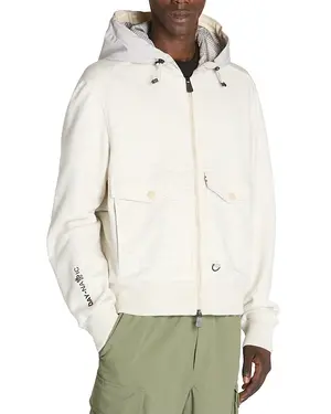 Moncler Zip-up Hooded Cardigan Jacket - Ivory