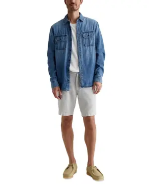 Ag The Wanderer Slim Fit Linen Shorts - Silver Fog