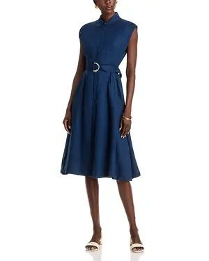 Veronica Beard Loreta Linen Midi Shirtdress - Navy