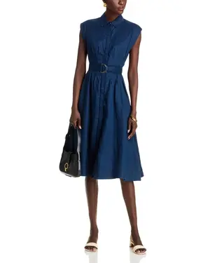 Veronica Beard Loreta Linen Midi Shirtdress