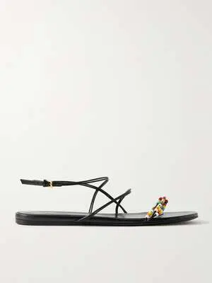 Khaite Loop Bead-embellished Sandals - Black