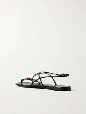 Khaite Loop Bead-embellished Sandals - Black