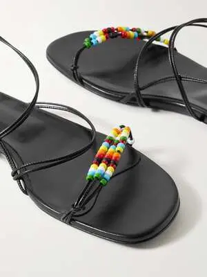 Khaite Loop Bead-embellished Sandals - Black