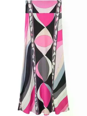 Emilio Pucci Onde-print Flared Hem Skirt - Black