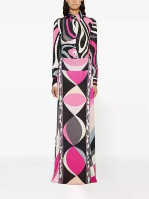 Emilio Pucci Onde-print Flared Hem Skirt - Black