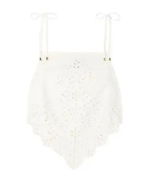 SELF-PORTRAIT Cropped Broderie Anglaise Cotton Camisole - White