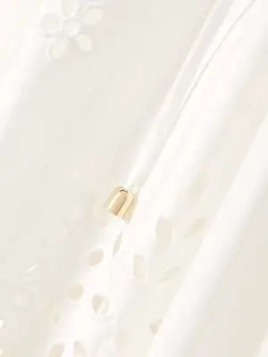 SELF-PORTRAIT Embellished Broderie Anglaise Cotton Midi Skirt - White