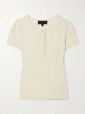 NILI LOTAN Francene Ribbed Henley T-shirt