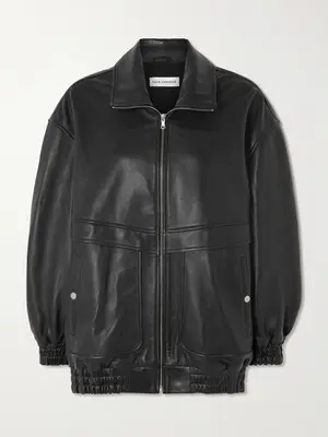 Nour Hammour Beck Oversized Leather Jacket - Black