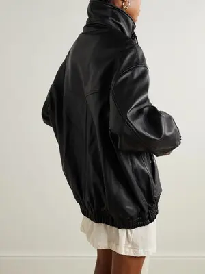 Nour Hammour Beck Oversized Leather Jacket - Black