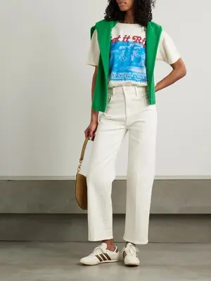 MOTHER The Rambler Zip Ankle Straight-leg Jeans - Neutrals
