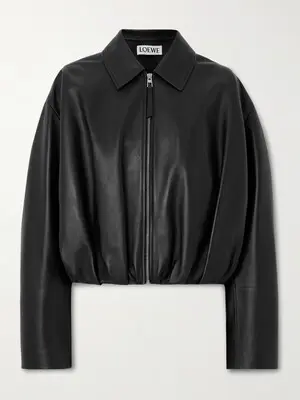 Loewe Gathered Leather Jacket - Black