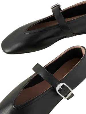 Le Monde Beryl Stella Leather Mary Jane Ballet Flats - Black