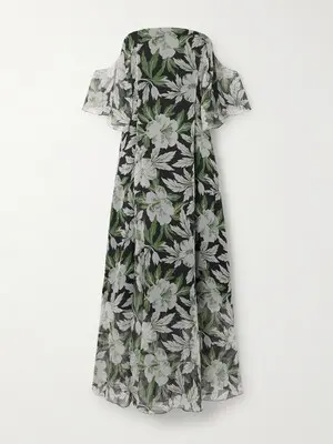 Loewe Off-the-shoulder Floral-print Midi Dress