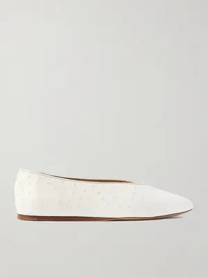 Le Monde Beryl Regency Ostrich-effect Leather Ballet Flats