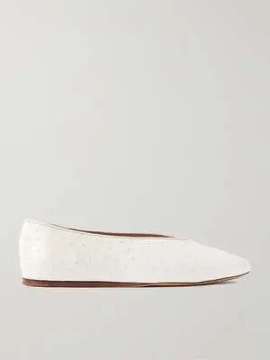 Le Monde Beryl Regency Ostrich-effect Leather Ballet Flats