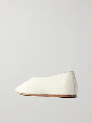 Le Monde Beryl Regency Ostrich-effect Leather Ballet Flats - Neutrals