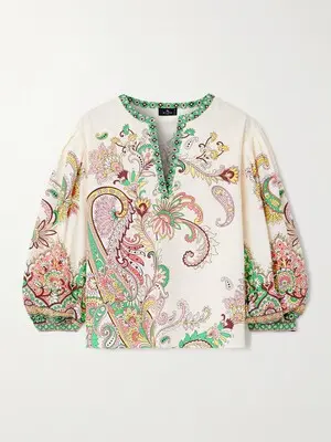 Etro Printed Cotton-poplin Blouse