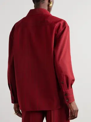 Bottega Veneta Embellished Striped Wool-blend Shirt - Red