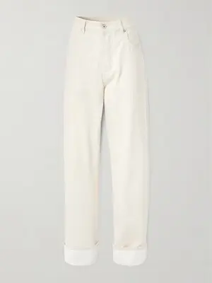 Bottega Veneta Appliquéd High-rise Wide-leg Jeans - Neutrals