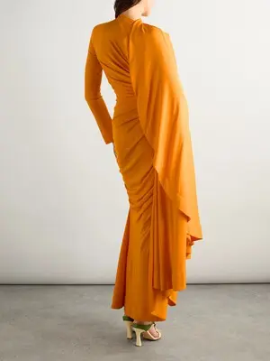 Bottega Veneta Draped Gathered Jersey Maxi Dress