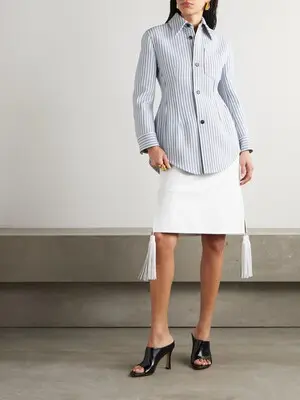 Bottega Veneta Striped Woven Shirt Jacket - Blue