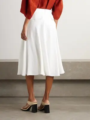 Bottega Veneta Pleated Twill Midi Skirt - Neutrals