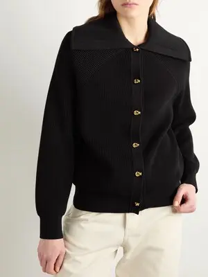 Bottega Veneta Ribbed Cotton Cardigan - Black