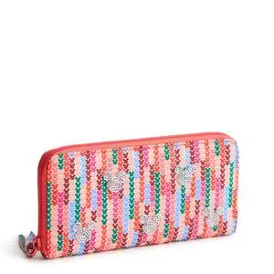 VERA BRADLEY Disney Continental Wallet In Mickey Meadow Stripe - Red/blue