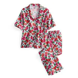 VERA BRADLEY Disney Button-down Pajama Set In Mickey Meadow - Blue
