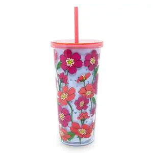 VERA BRADLEY Disney Tumbler With Straw In Mickey Meadow - Blue/red