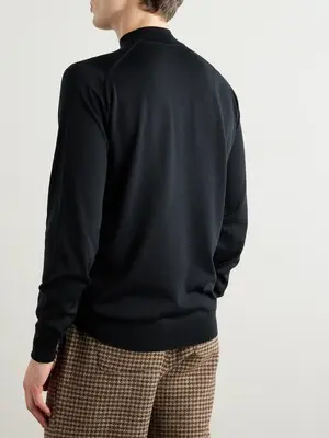 John Smedley Slim-fit Merino Wool Mock-neck Sweater - Black