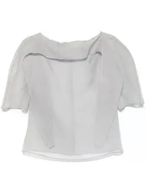 AMOMENTO Knotted-collar Blouse - Grey