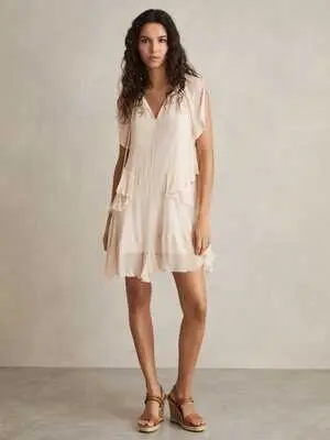 REISS Hailey Raffia Wedge Heeled Sandals