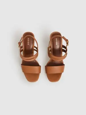 REISS Hailey Raffia Wedge Heeled Sandals