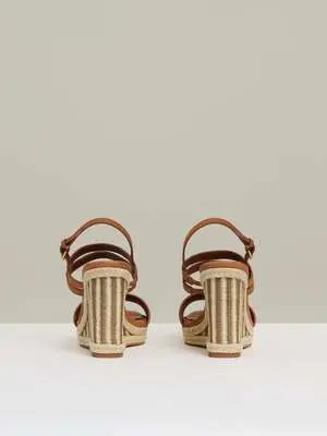 REISS Hailey Raffia Wedge Heeled Sandals