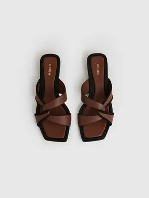 REISS Clara Leather Link-strap Sandals