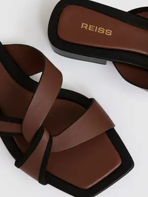 REISS Clara Leather Link-strap Sandals
