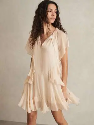 REISS Lexie Ruffle Mini Dress