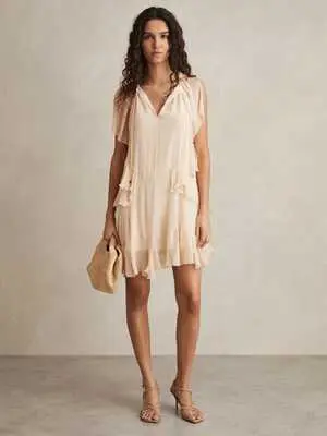 REISS Lexie Ruffle Mini Dress