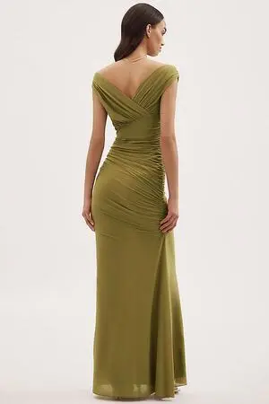 Ronny Kobo Sophia V-neck Ruched Maxi Dress