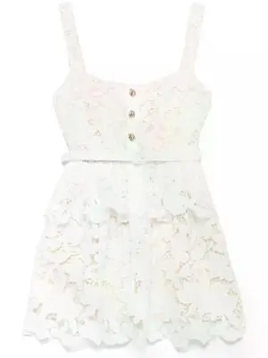 SELF-PORTRAIT Lace Tiered Mini Dress