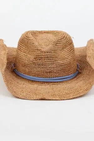 Velvet By Graham & Spencer Raffia Crochet Cowboy Hat