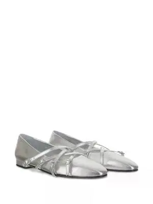 CAREL Leather Ballerina Shoes - Silver