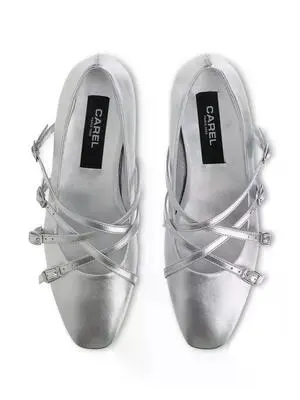 CAREL Leather Ballerina Shoes - Silver