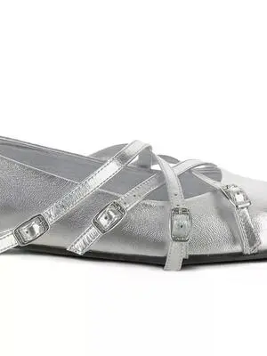CAREL Leather Ballerina Shoes - Silver