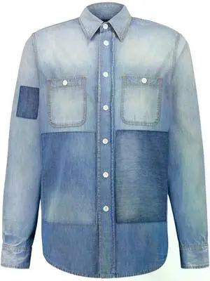 Givenchy Patchwork Denim Shirt Blue